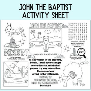 John the Baptist Activity Sheet, Children's Church Activity, Bible ...