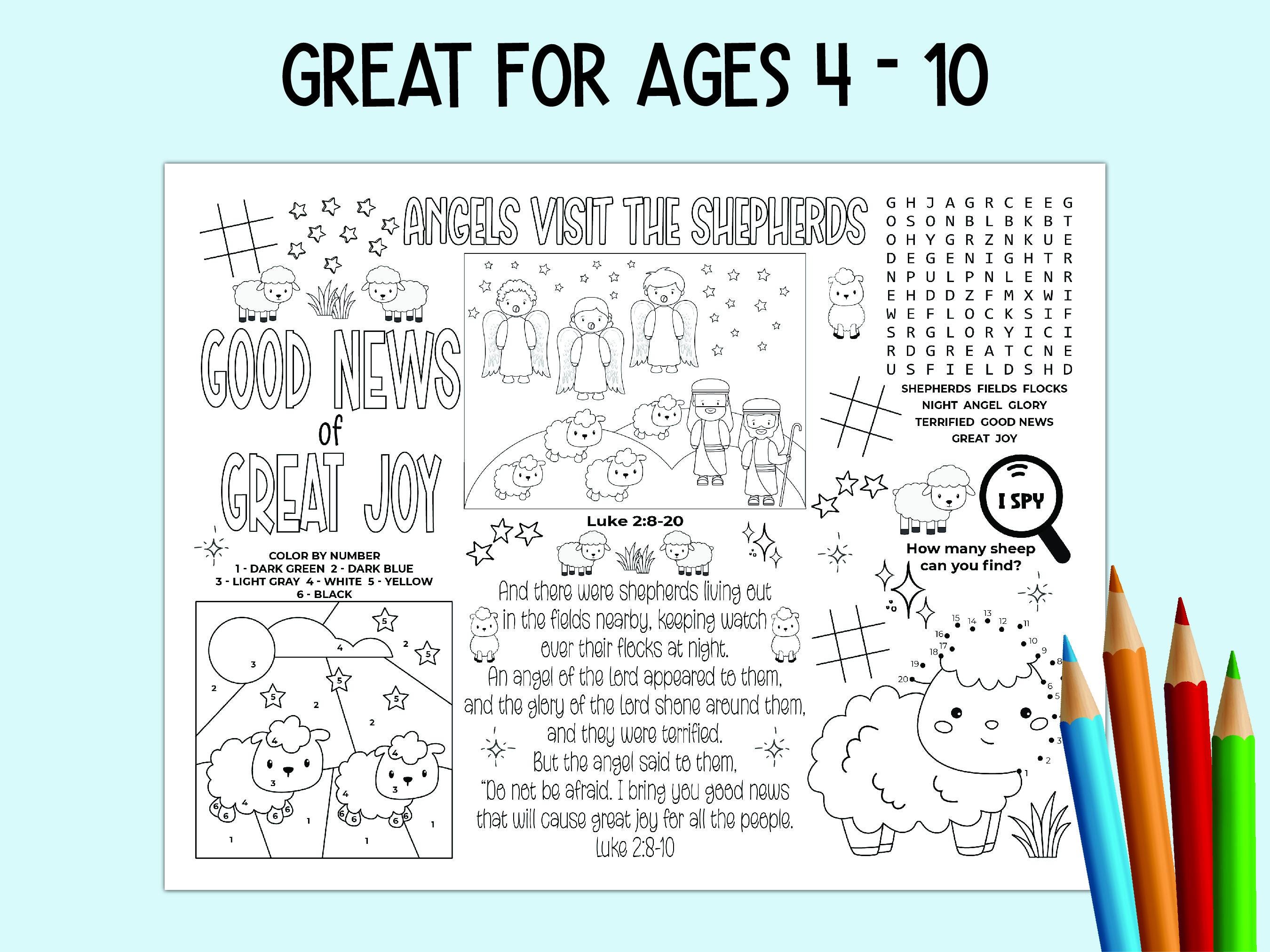 Angels Visit the Shepherds Activity Sheet, Children's Church, Bible ...