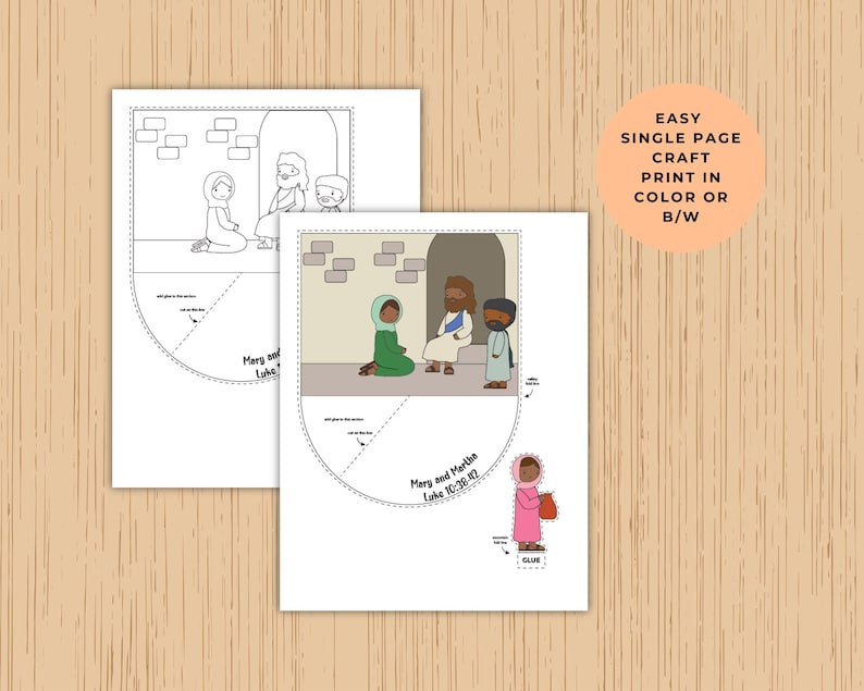 Mary and Martha 3D Craft, Sunday School, Bible Class Activity, Children ...