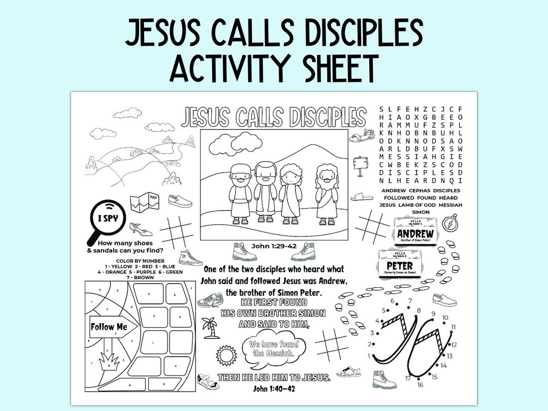 Jesus Calls Disciples Activity Sheet, Children's Church Activity, Bible ...