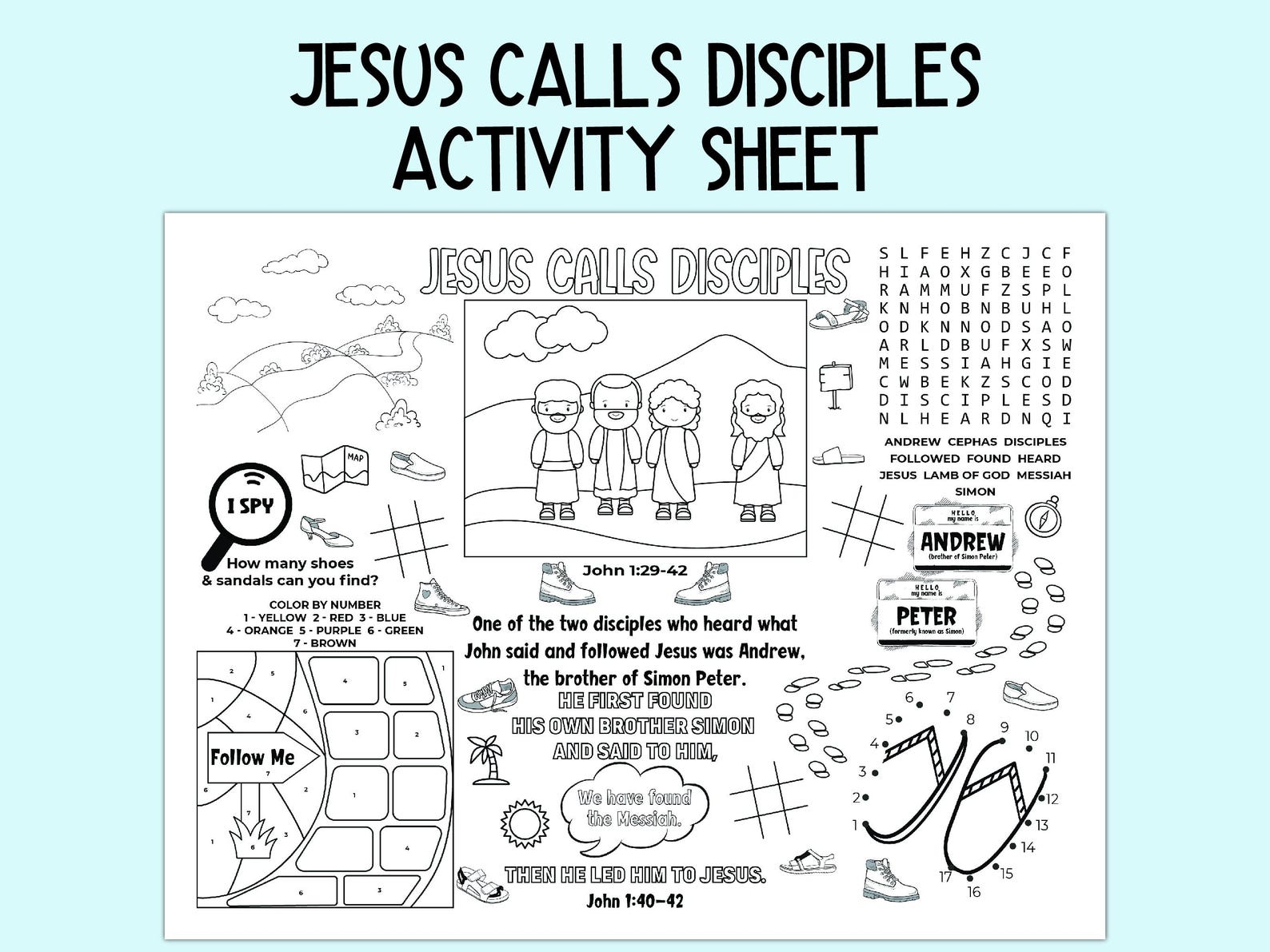 Jesus Calls Disciples Activity Sheet, Children's Church Activity, Bible ...