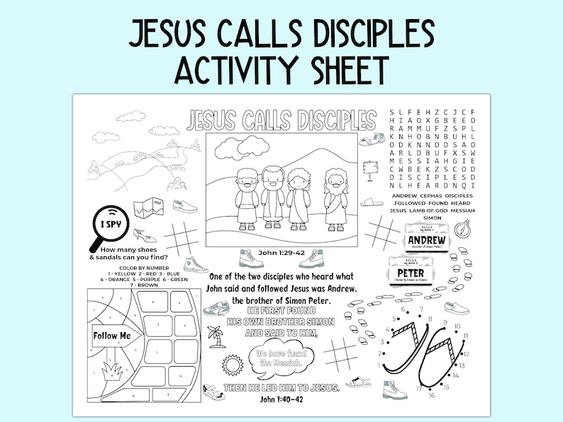 Jesus Calls Disciples Activity Sheet, Children's Church Activity, Bible ...