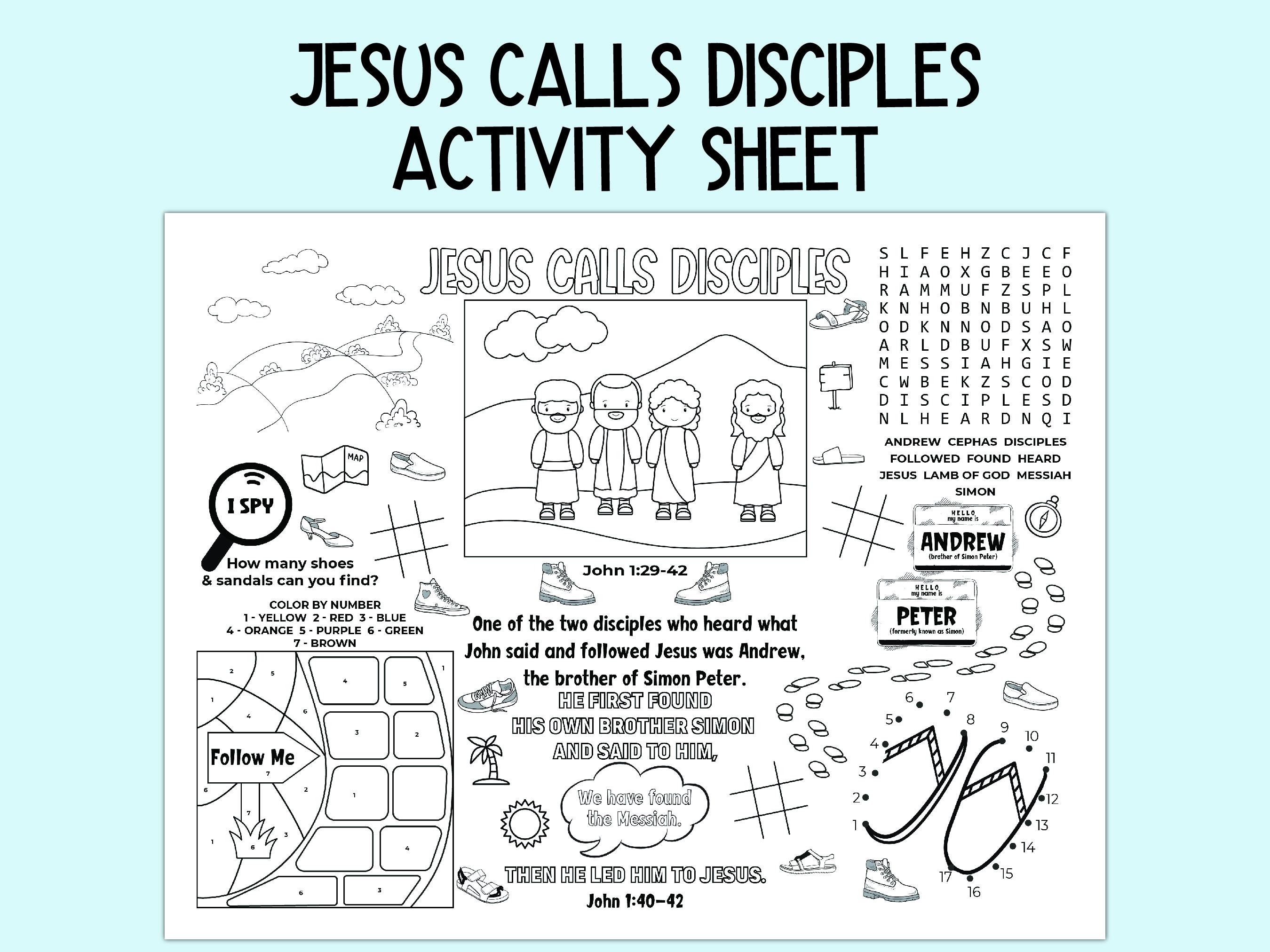 Jesus Calls Disciples Activity Sheet, Children's Church Activity, Bible ...