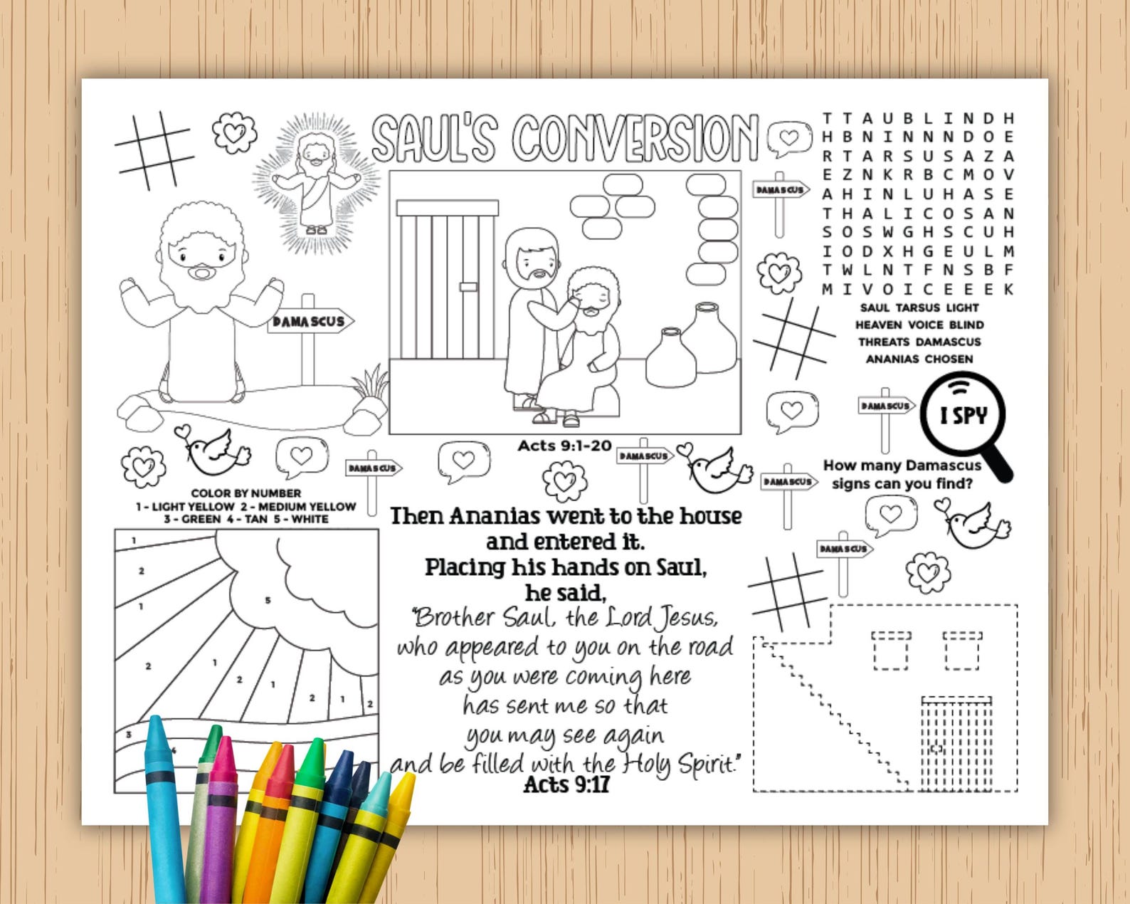 Saul's Conversion Activity Sheet, Children's Church Activity, Bible ...