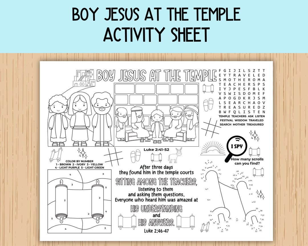 Boy Jesus at the Temple Activity Sheet, Children's Church Activity ...