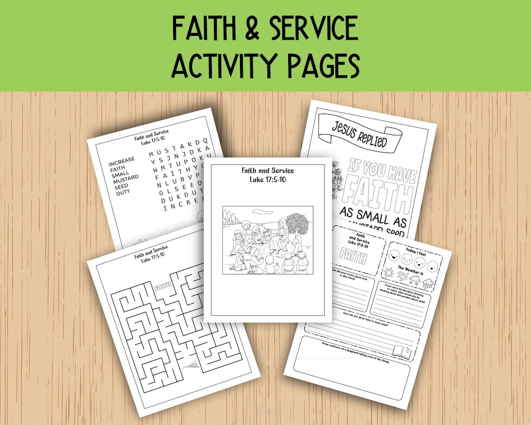 Faith and Service Activity Pages, Luke 17:5-10, "increase Our Faith ...