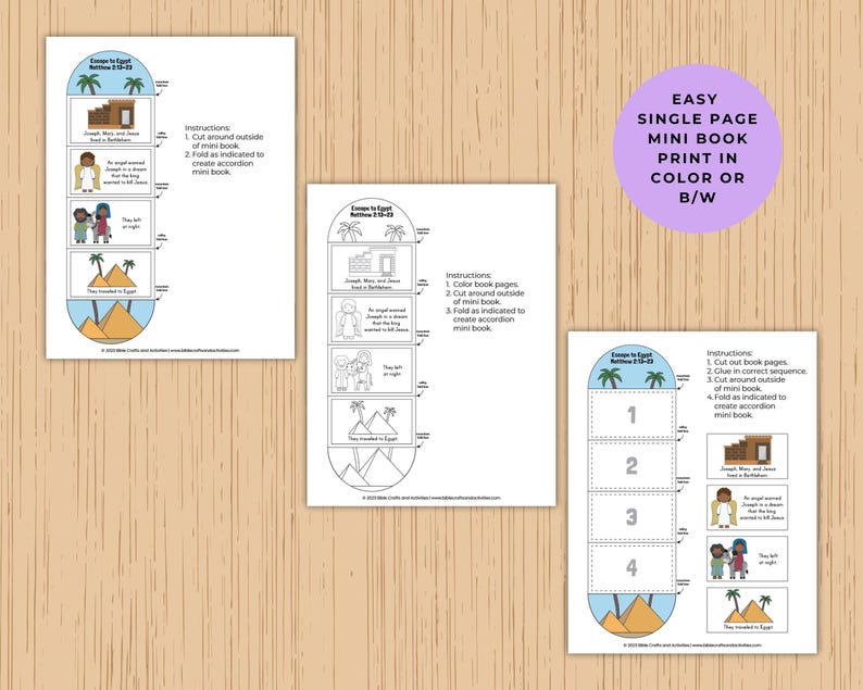 Escape to Egypt Mini Book, Flight Into Egypt Booklet, Matthew 3, Holy ...