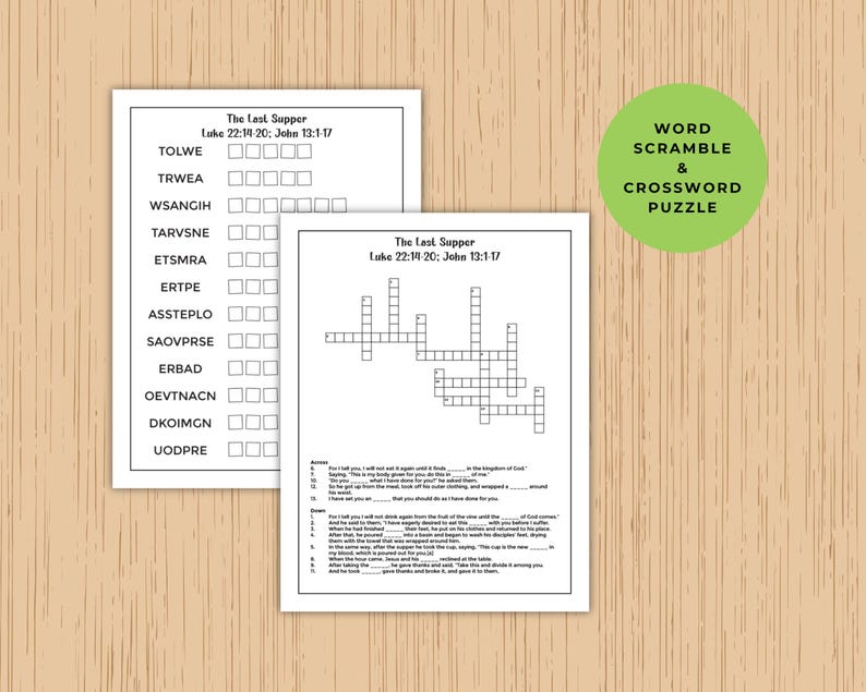 The Last Supper Activity Pages, Holy Week Activities, Maundy Thursday ...