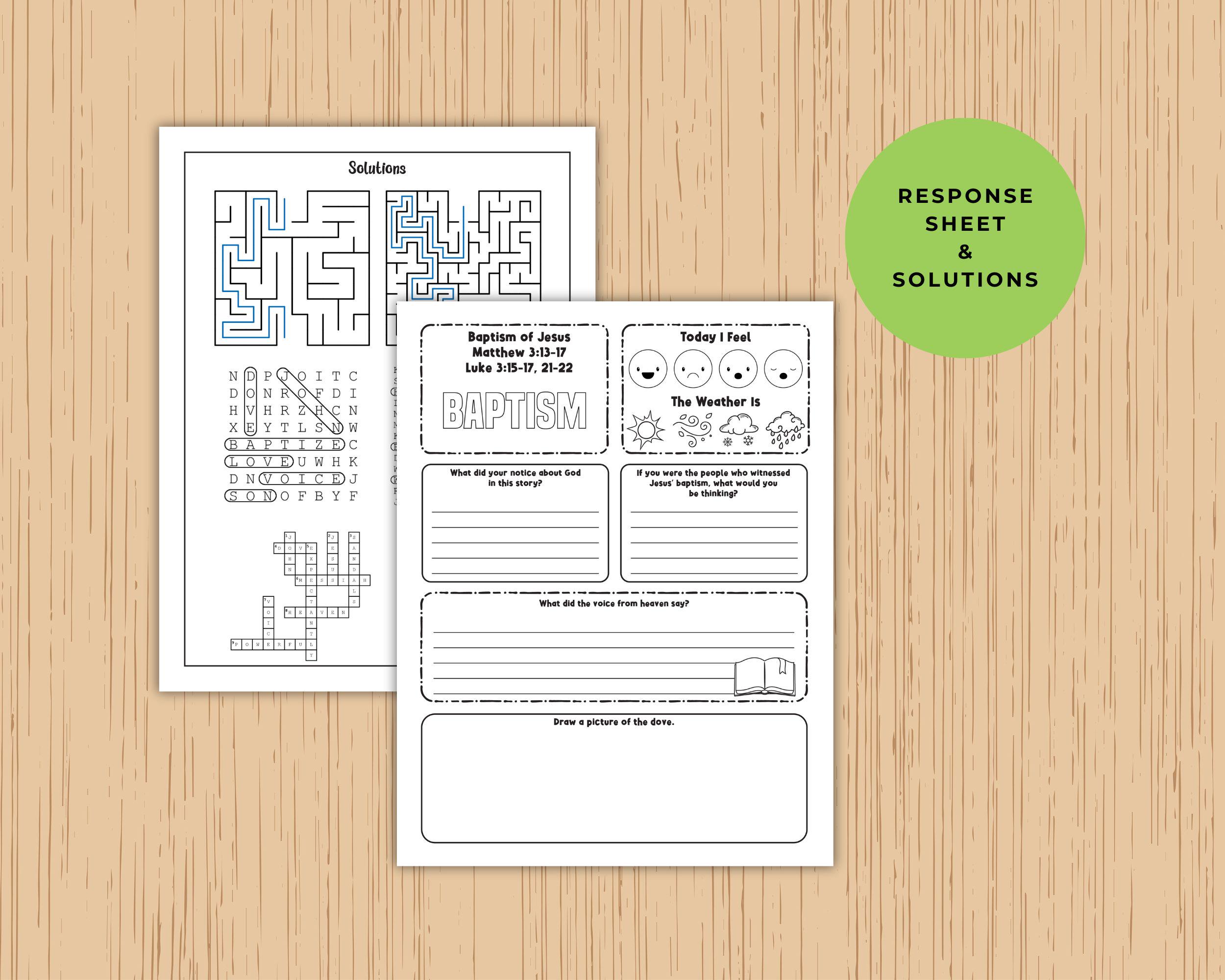 Baptism of Jesus Activity Pages, John Baptizes Jesus, Sunday School ...