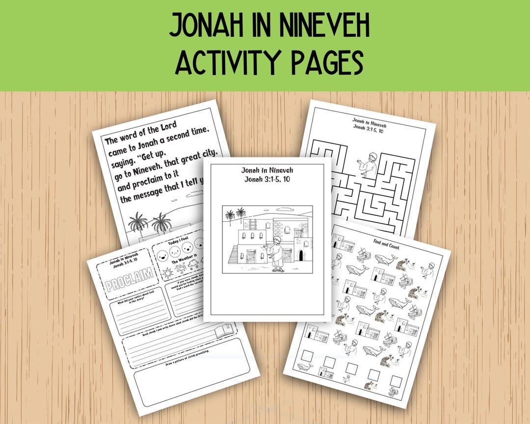 Jonah in Nineveh Activity Pages, Sunday School Activities, Bible Class ...