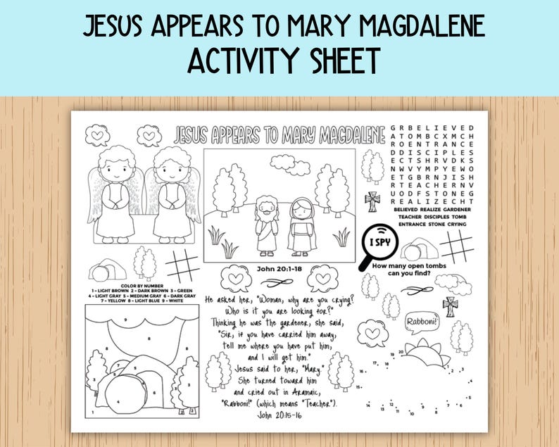 Jesus Appears to Mary Magdalene Activity Sheet, Children's Church ...