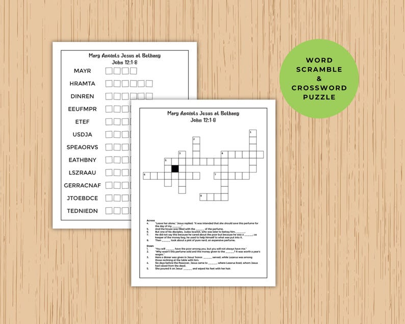 Mary Anoints Jesus at Bethany Activity Pages, Holy Week Activities ...