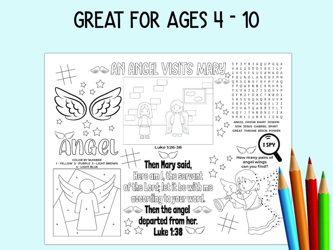 An Angel Visits Mary Activity Sheet, Children's Church Activity, Bible ...