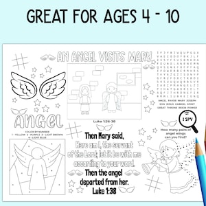 An Angel Visits Mary Activity Sheet, Children's Church Activity, Bible ...