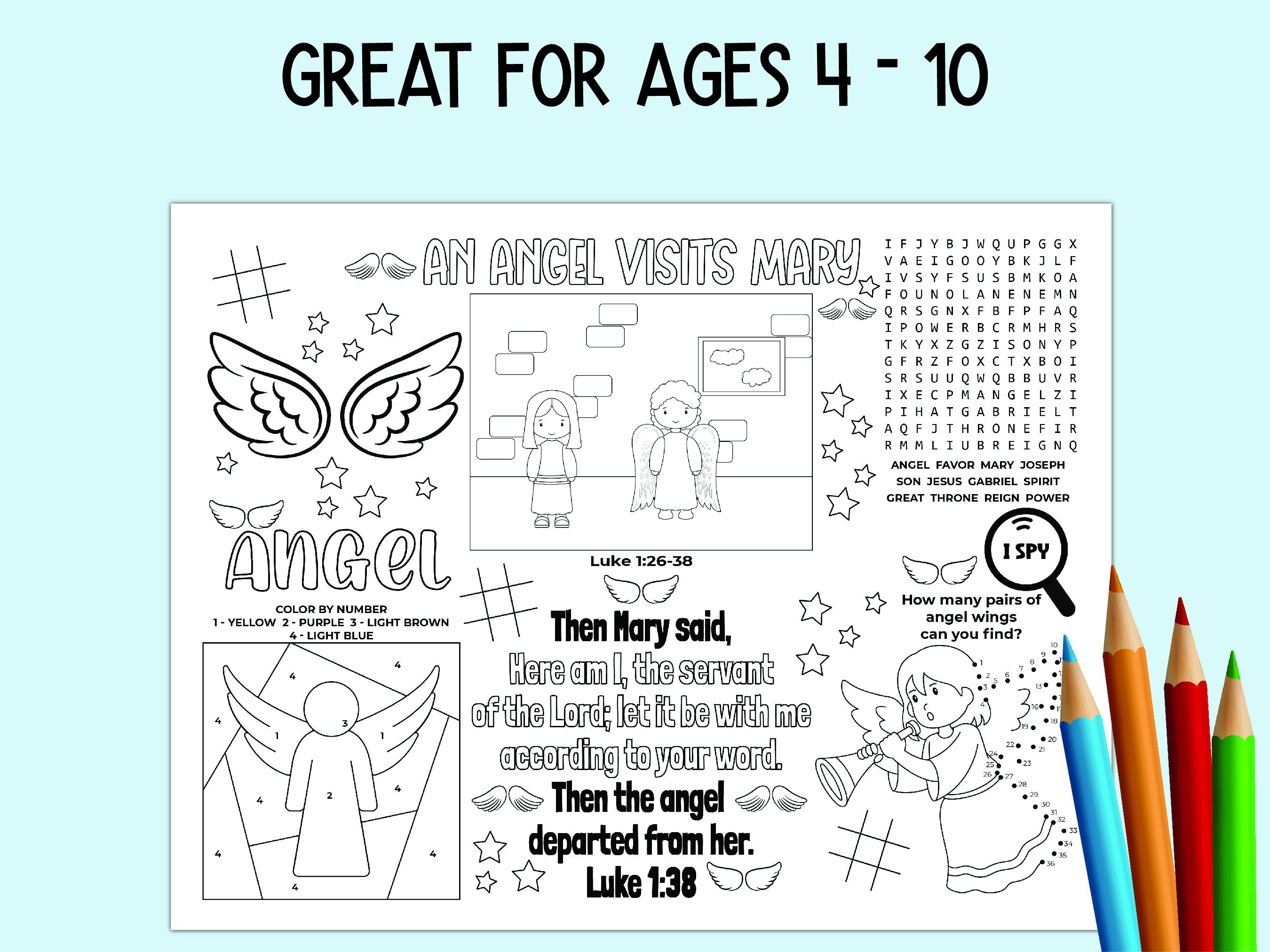 An Angel Visits Mary Activity Sheet, Children's Church Activity, Bible ...
