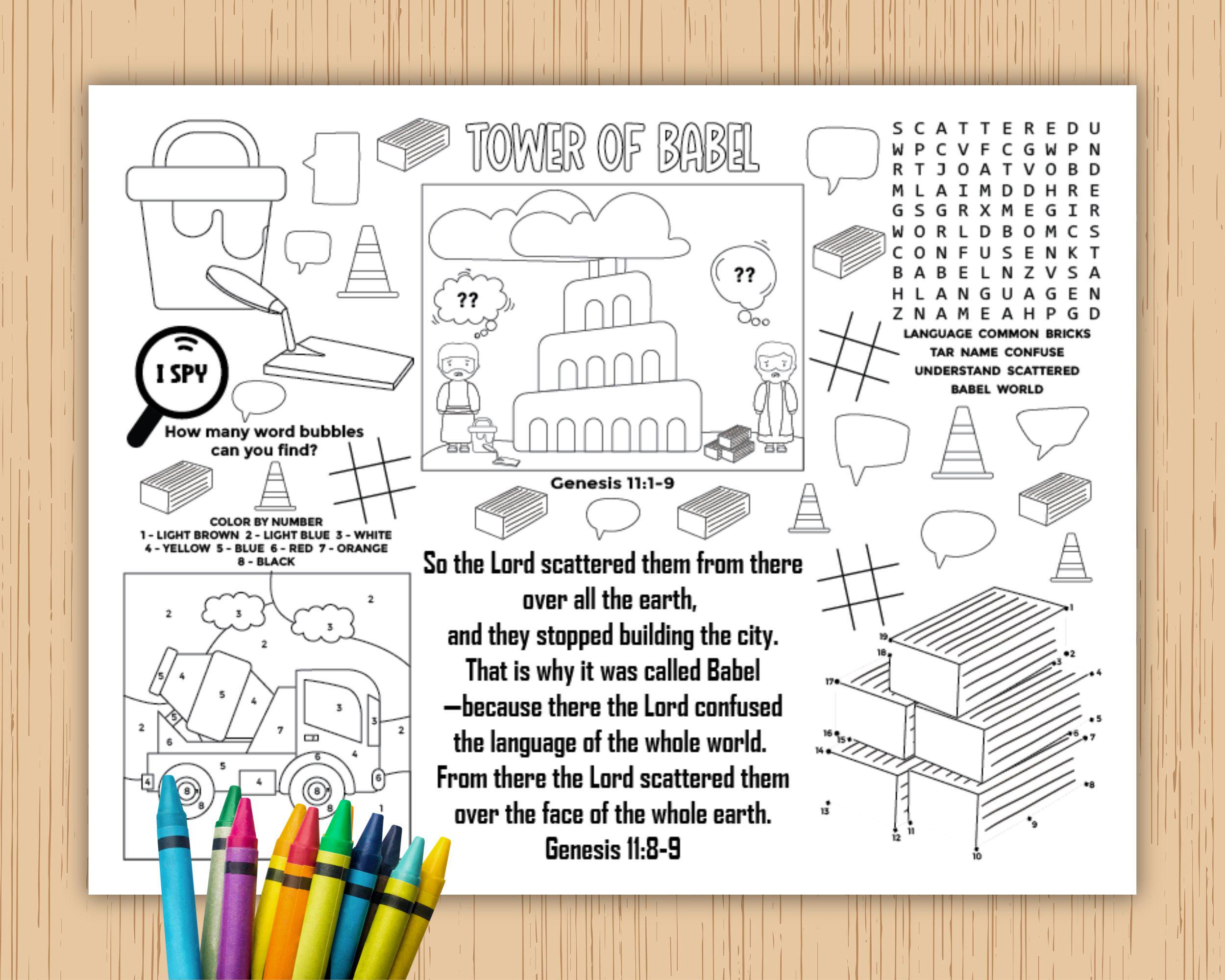 The Tower of Babel Activity Sheet, Children's Church, Bible Activity ...