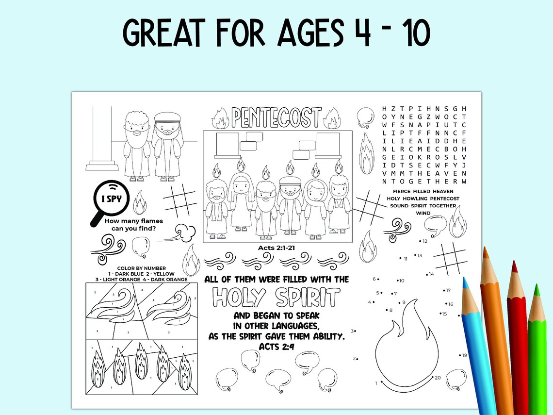 Pentecost Activity Sheet, Children's Church Activity, Bible Activity ...