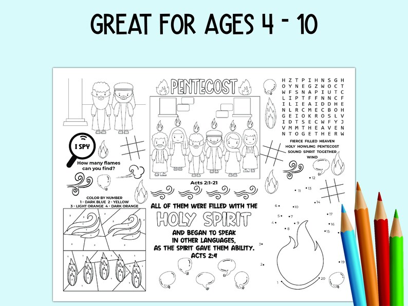 Pentecost Activity Sheet, Children's Church Activity, Bible Activity ...