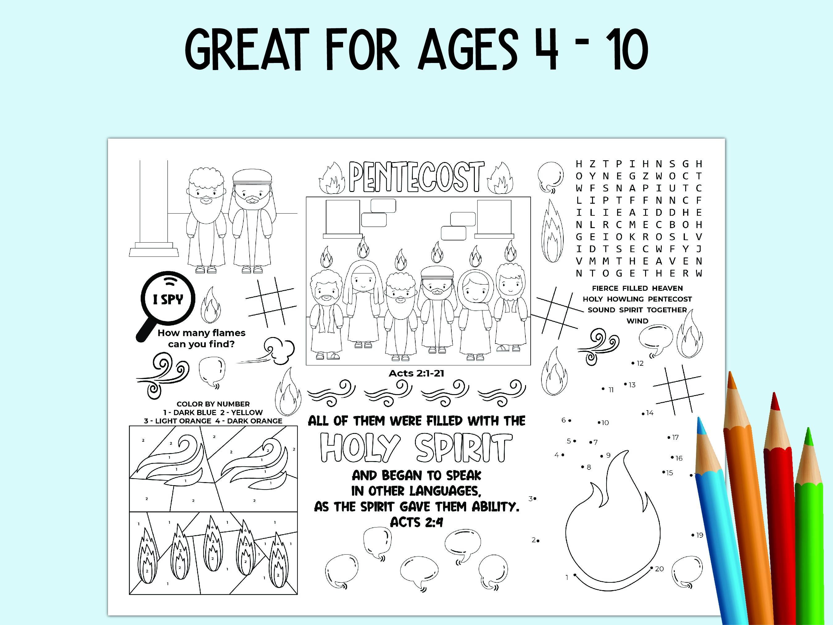 Pentecost Activity Sheet, Children's Church Activity, Bible Activity ...