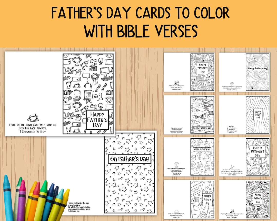 Father's Day Cards to Color, Father's Day Bible Verse Cards, Sunday ...