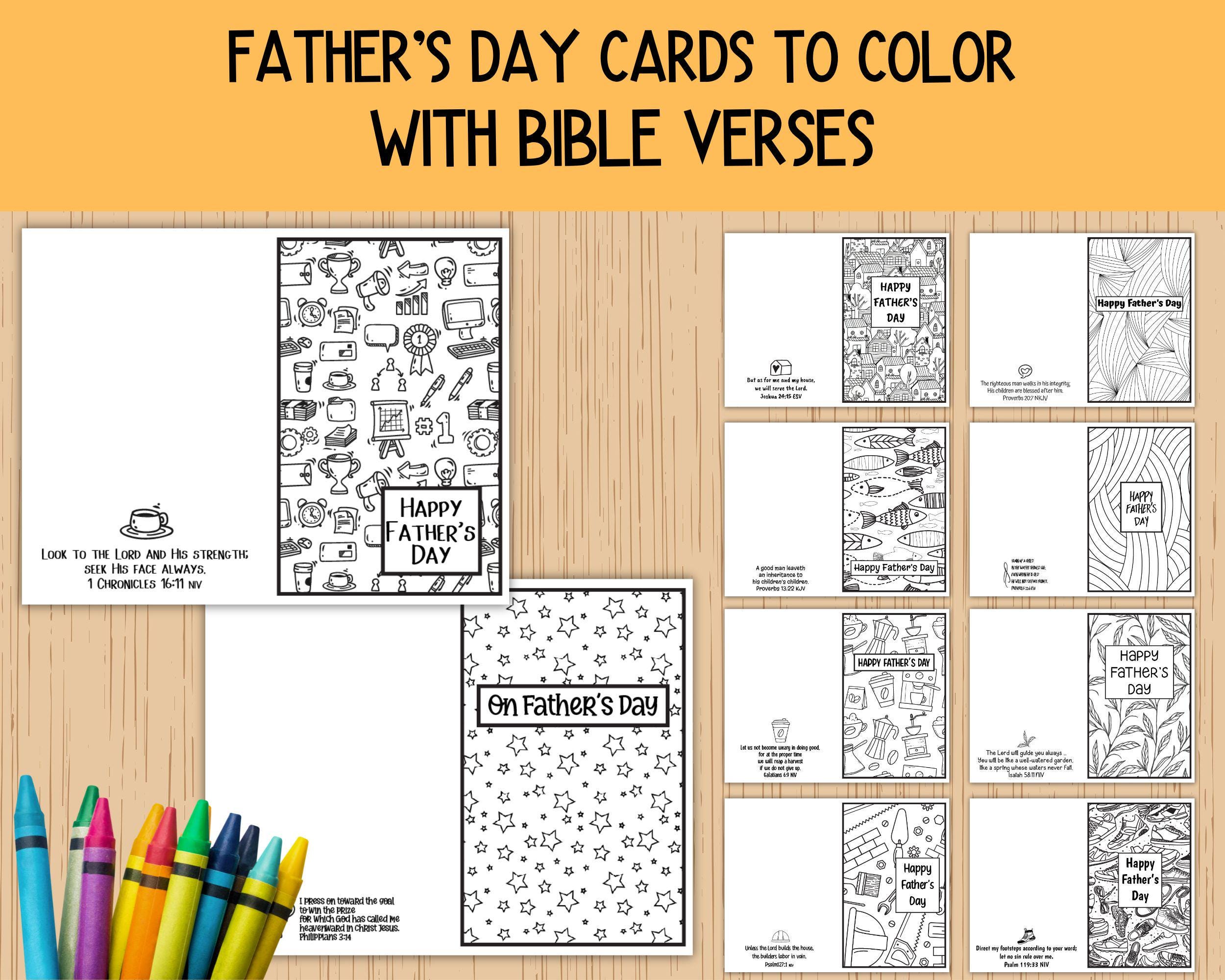 Father's Day Cards to Color, Father's Day Bible Verse Cards, Sunday ...