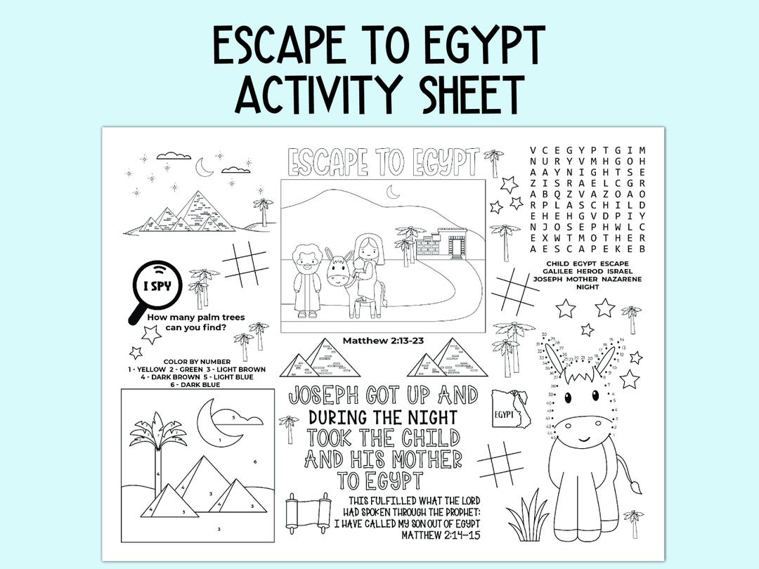 Escape to Egypt Activity Sheet, Children's Church Activity, Bible ...