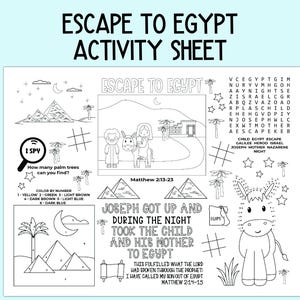 Escape to Egypt Activity Sheet, Children's Church Activity, Bible ...