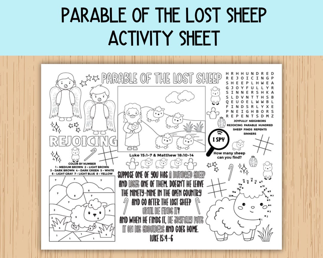 Parable of the Lost Sheep Activity Sheet, Children's Church Activity ...
