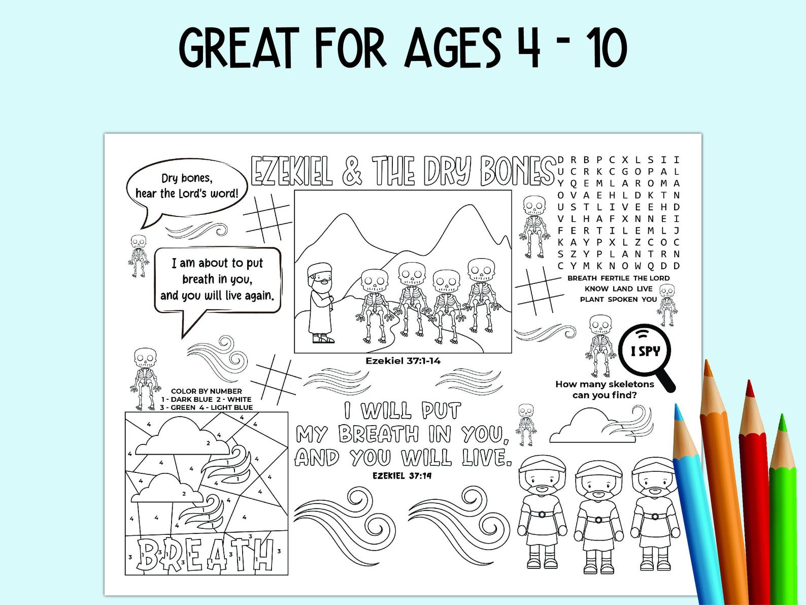 Ezekiel and the Dry Bones Activity Sheet, Children's Church Activity ...