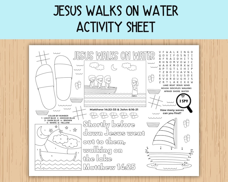 Jesus Walks on Water Activity Sheet, Children's Church, Bible Activity ...