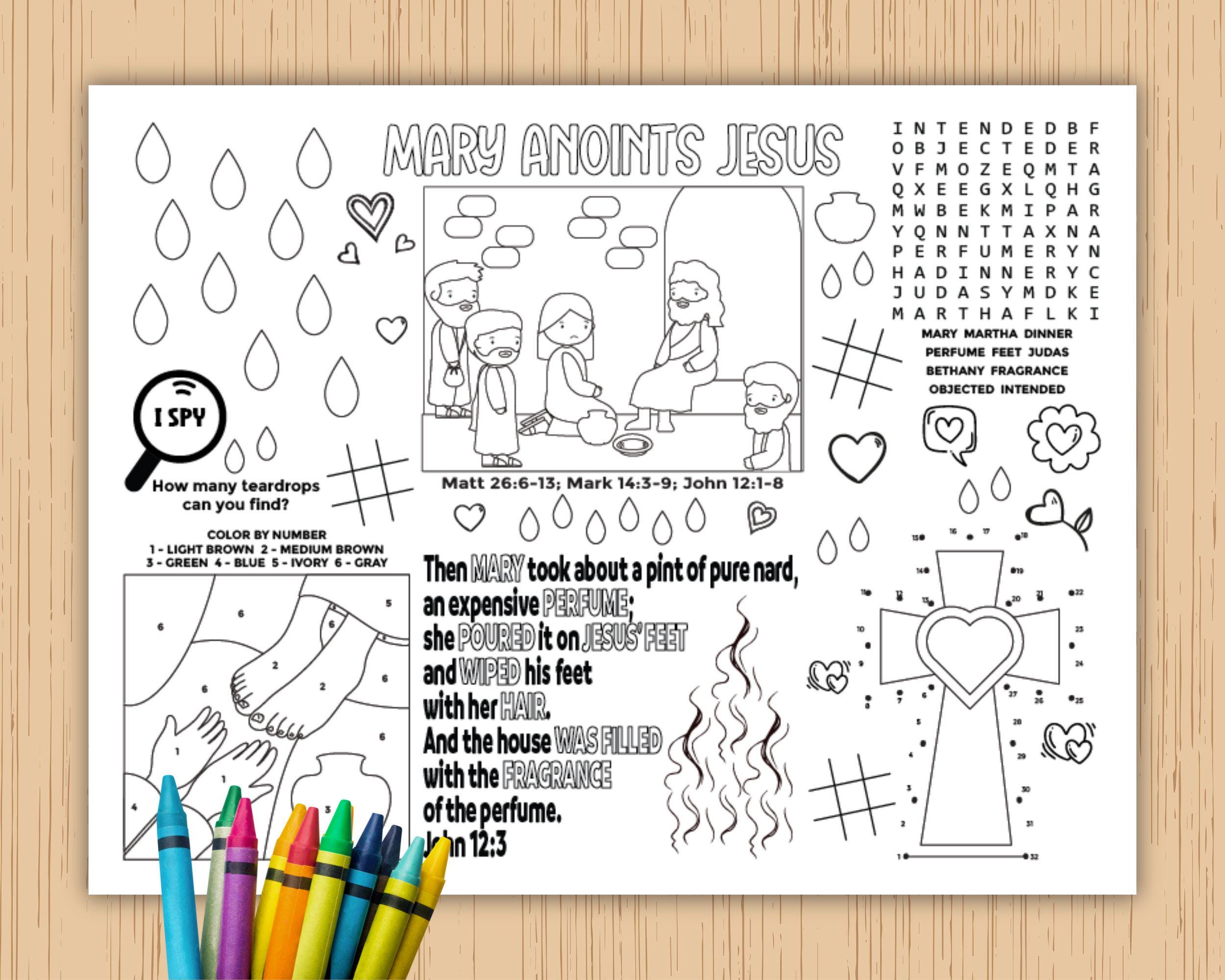 Mary Anoints Jesus at Bethany Activity Sheet, Children's Church ...