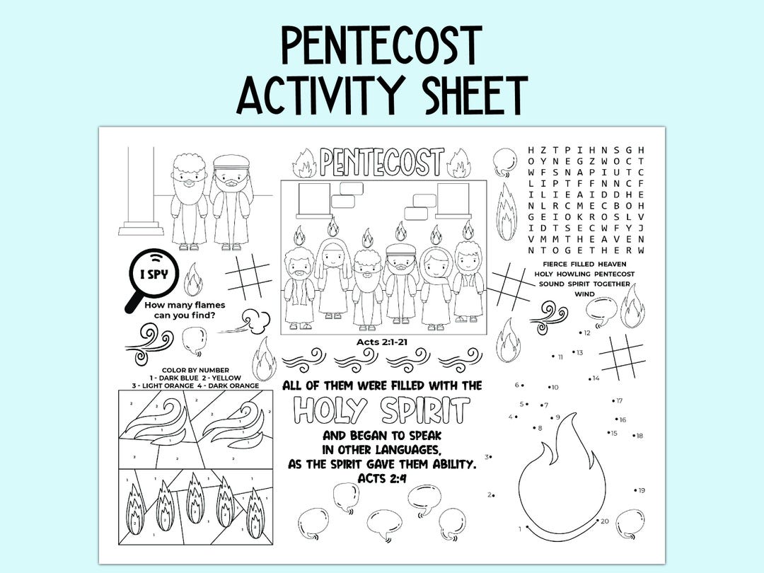 Pentecost Activity Sheet, Children's Church Activity, Bible Activity ...