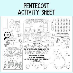 Pentecost Activity Sheet, Children's Church Activity, Bible Activity ...