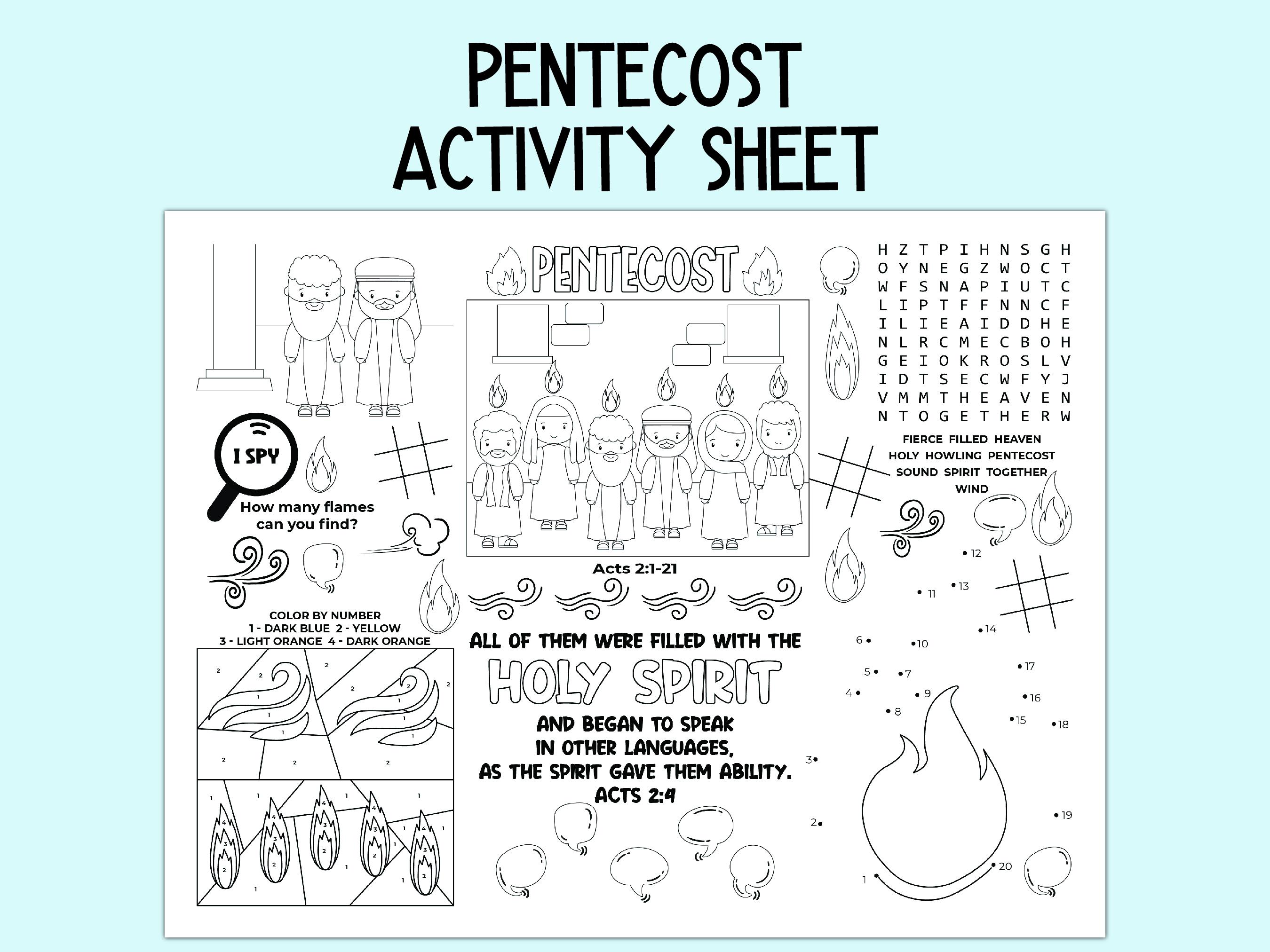 Pentecost Activity Sheet, Children's Church Activity, Bible Activity ...