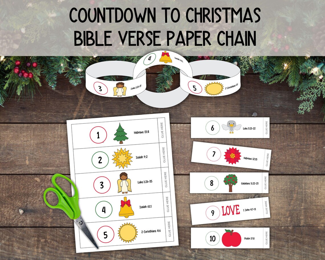Advent Paper Chain, Countdown to Christmas, Daily Bible Verse, Fun ...