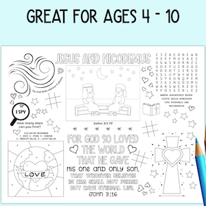 Jesus and Nicodemus Activity Sheet, Children's Church Activity, Bible ...