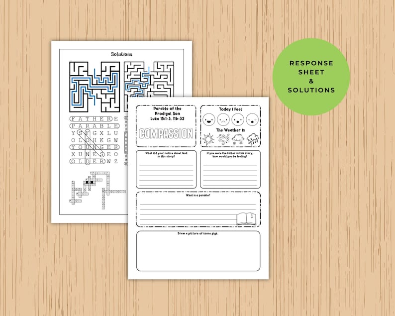 Parable of the Prodigal Son Activity Pages, Sunday School Activities ...
