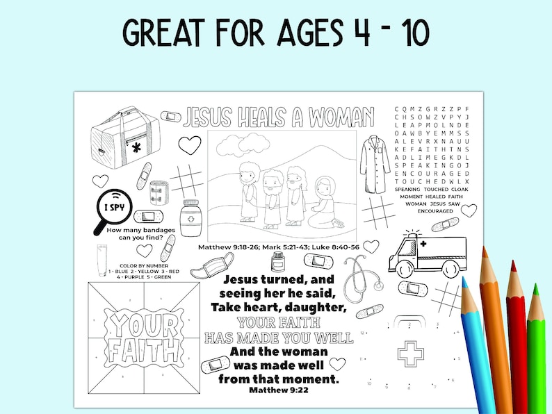 Jesus Heals a Sick Woman Activity Sheet, Children's Church Activity ...
