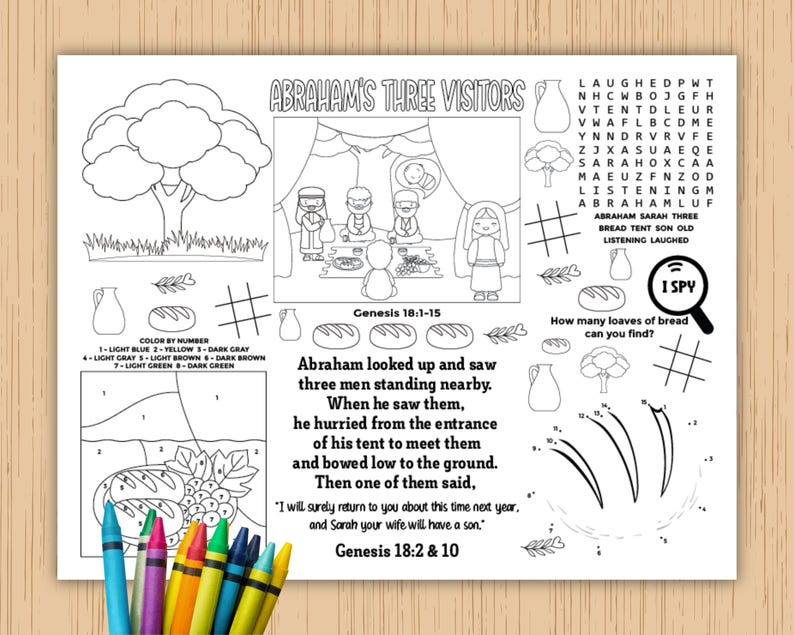 Abraham's Three Visitors Activity Sheet, Children's Church, Bible ...