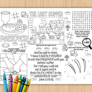 The Last Supper Activity Sheet, Children's Church Activity, Bible ...