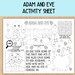 Adam and Eve Activity Sheet, Children's Church, Bible Activity Placemat ...