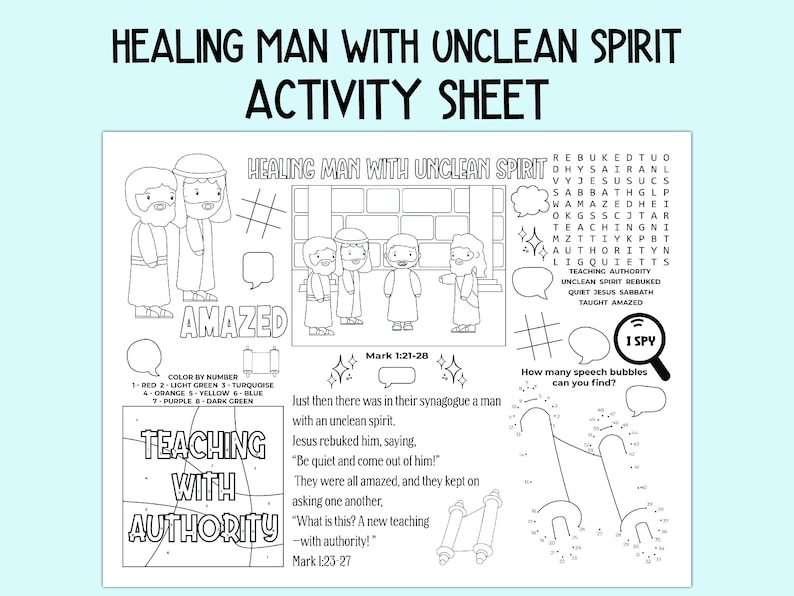 Healing Man With Unclean Spirit Activity Sheet, Children's Church ...