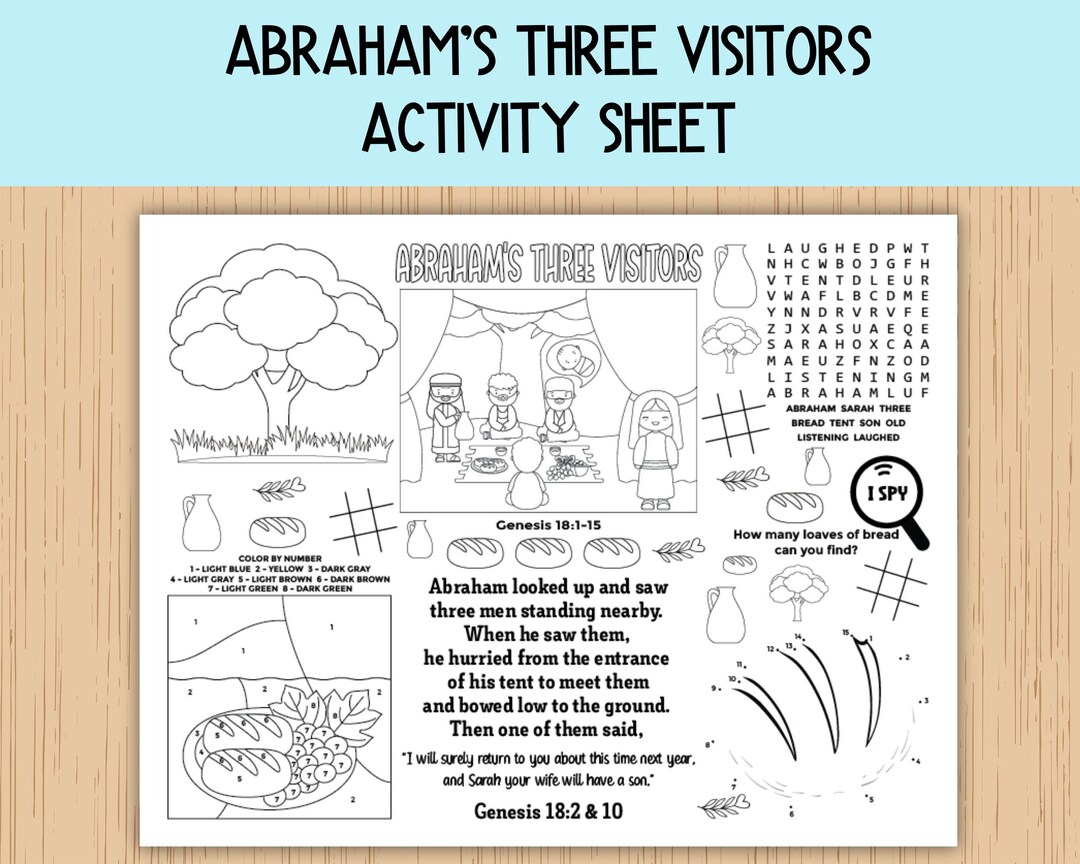 Abraham's Three Visitors Activity Sheet, Children's Church, Bible ...