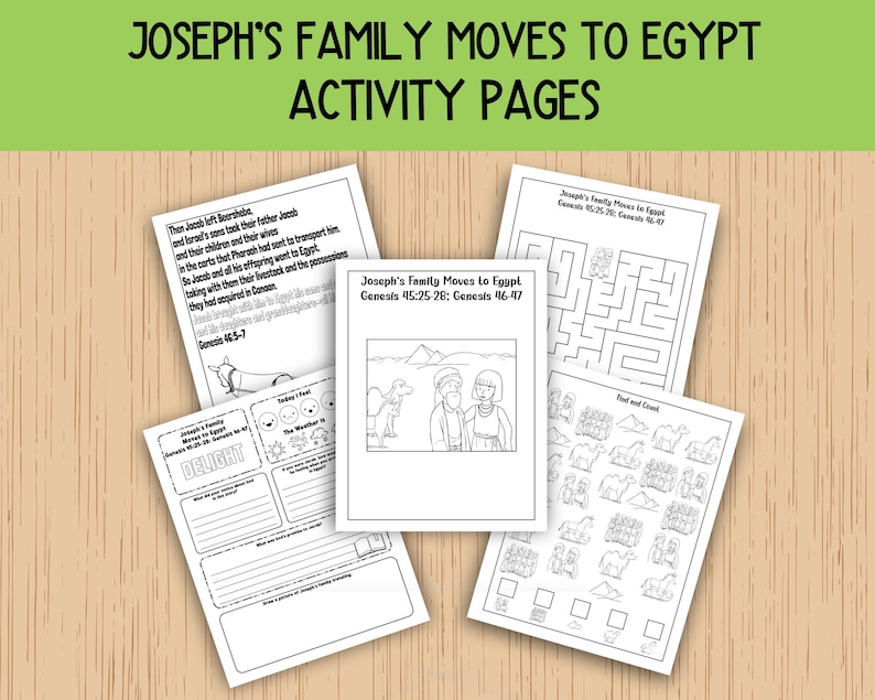 Joseph's Family Moves to Egypt Activity Pages, Sunday School Activities ...