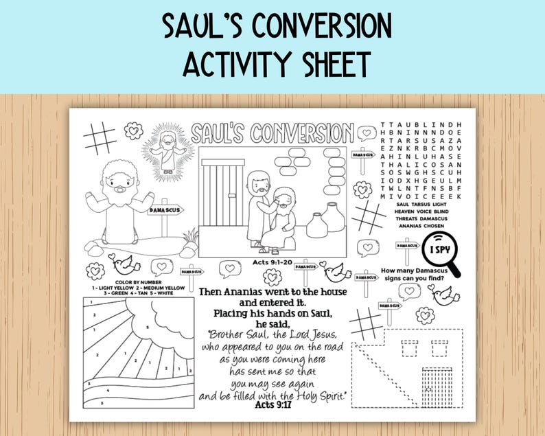Saul's Conversion Activity Sheet, Children's Church Activity, Bible ...