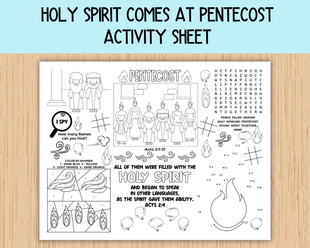 Pentecost Activity Sheet, Children's Church Activity, Bible Activity ...