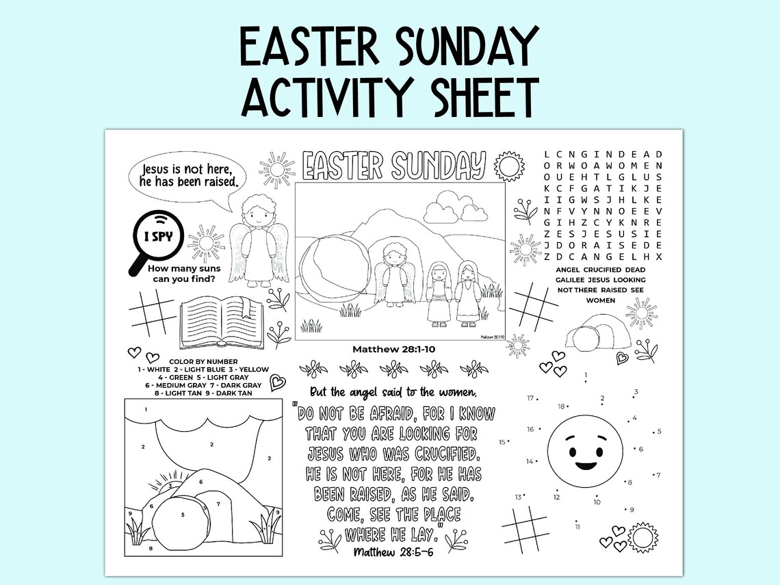 Easter Sunday Activity Sheet, Children's Church Activity, Bible ...