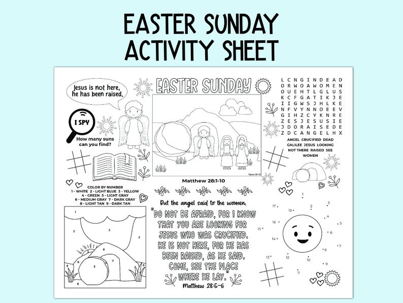 Easter Sunday Activity Sheet, Children's Church Activity, Bible ...