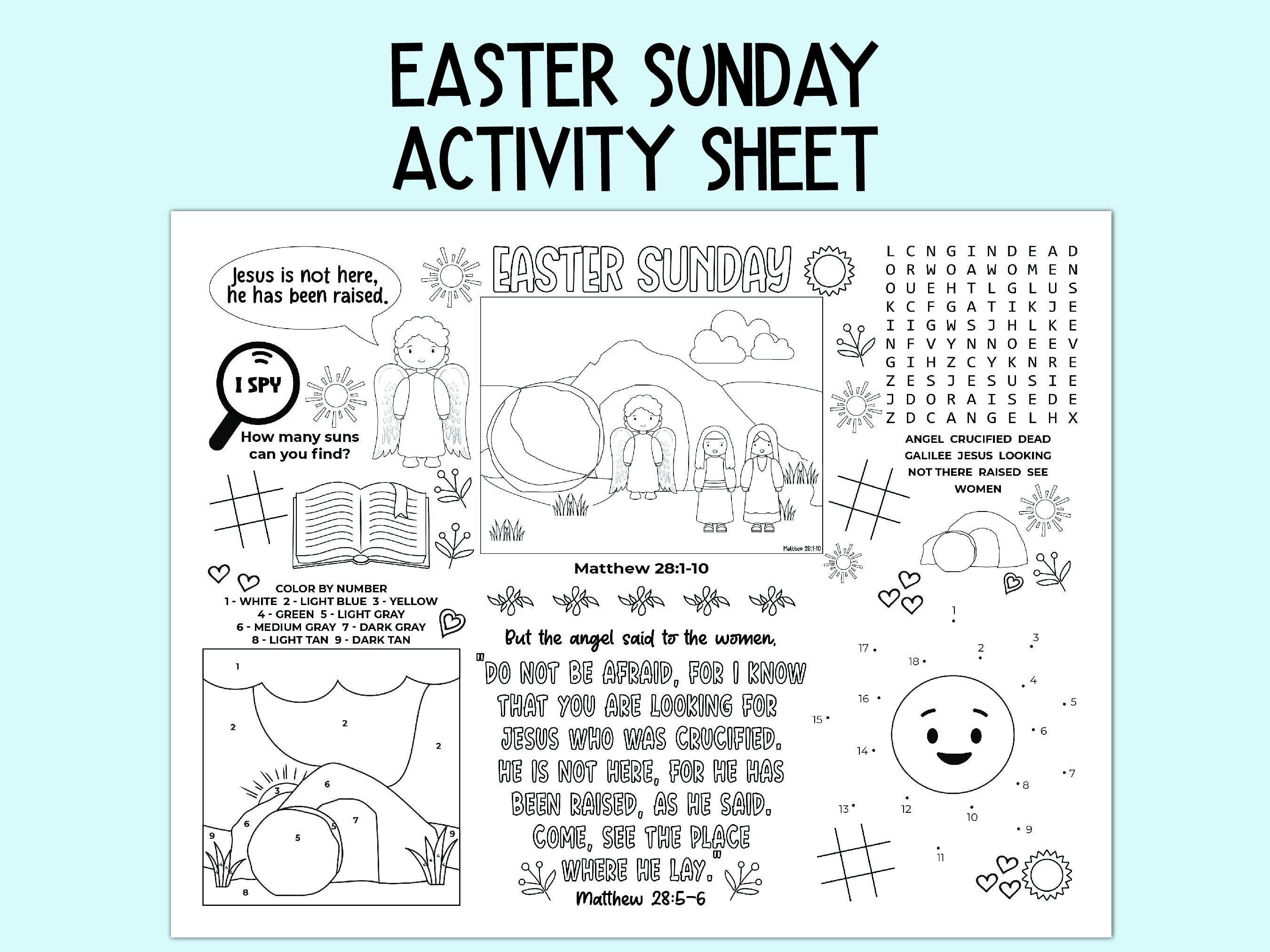 Easter Sunday Activity Sheet, Children's Church Activity, Bible ...