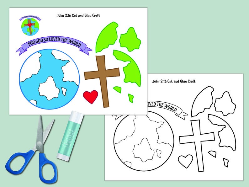 John 3:16 Craft, God so Loved the World Activity, Bible Story Craft ...